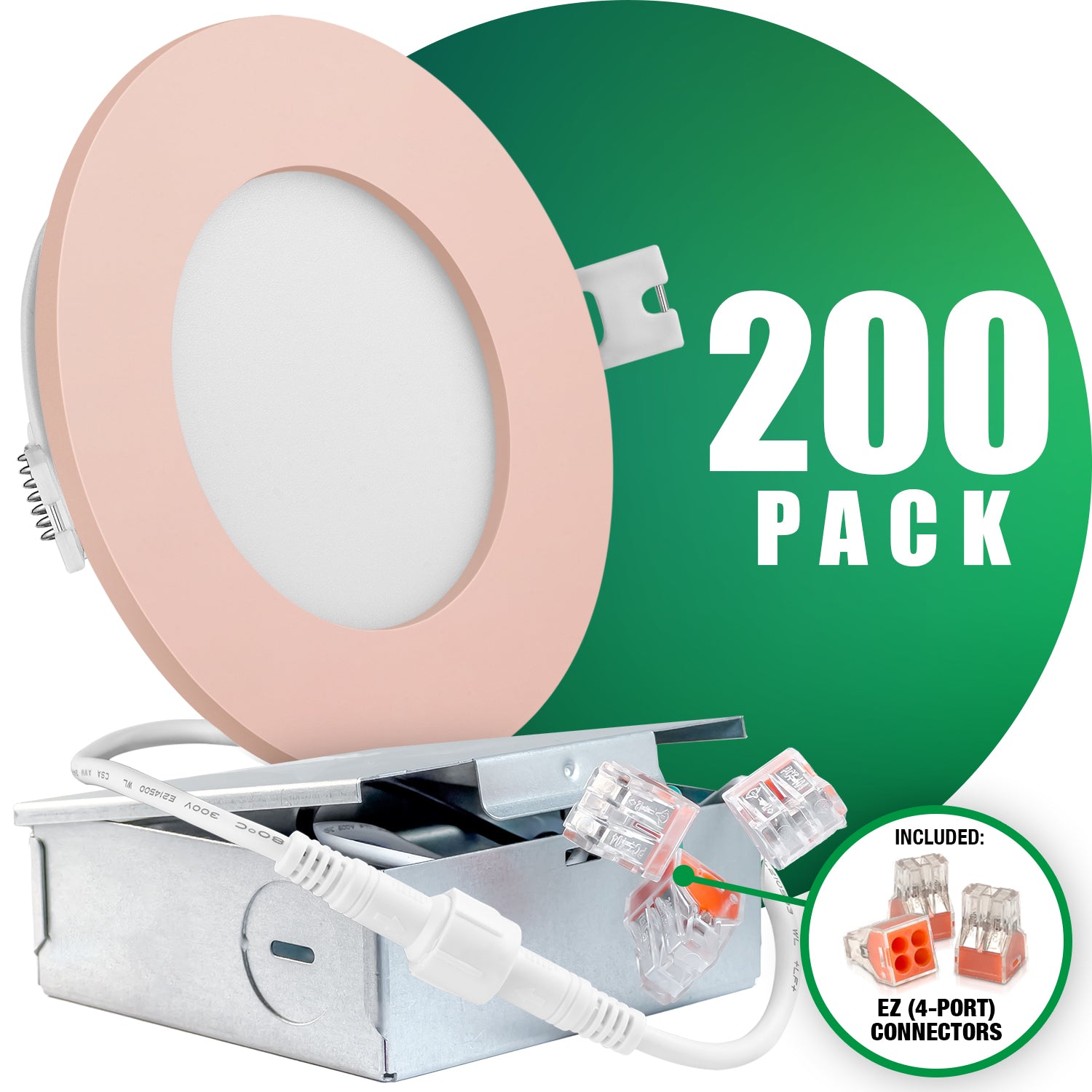 QPlus 4 Inch Slim Recessed LED Pot Lights For Dry & Damp Location Pink ...